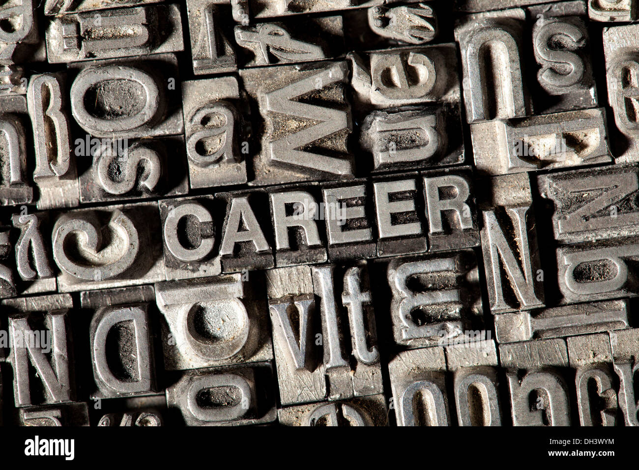 Old lead letters forming the word "CAREER Stock Photo - Alamy