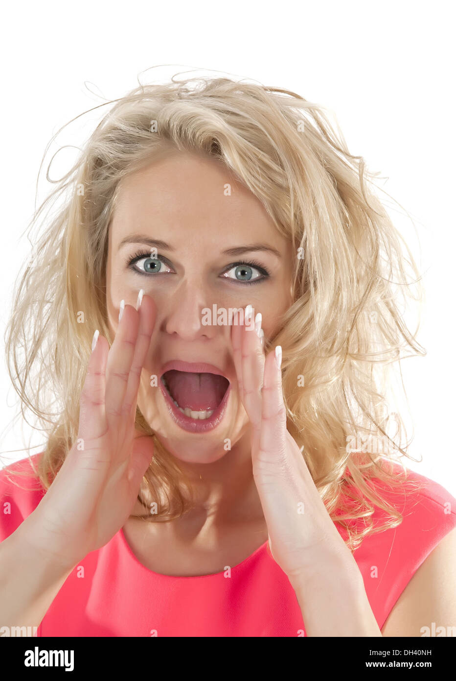 young woman shouting Stock Photo - Alamy