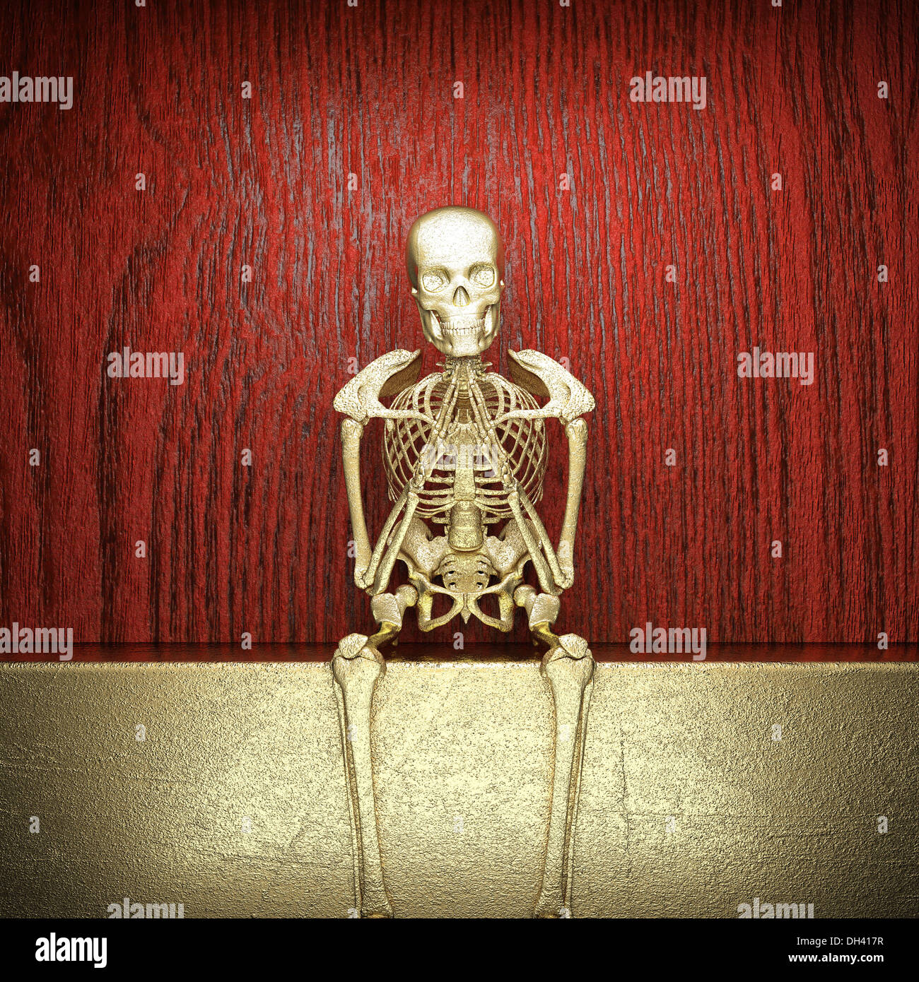 Golden skeleton on wood Stock Photo - Alamy