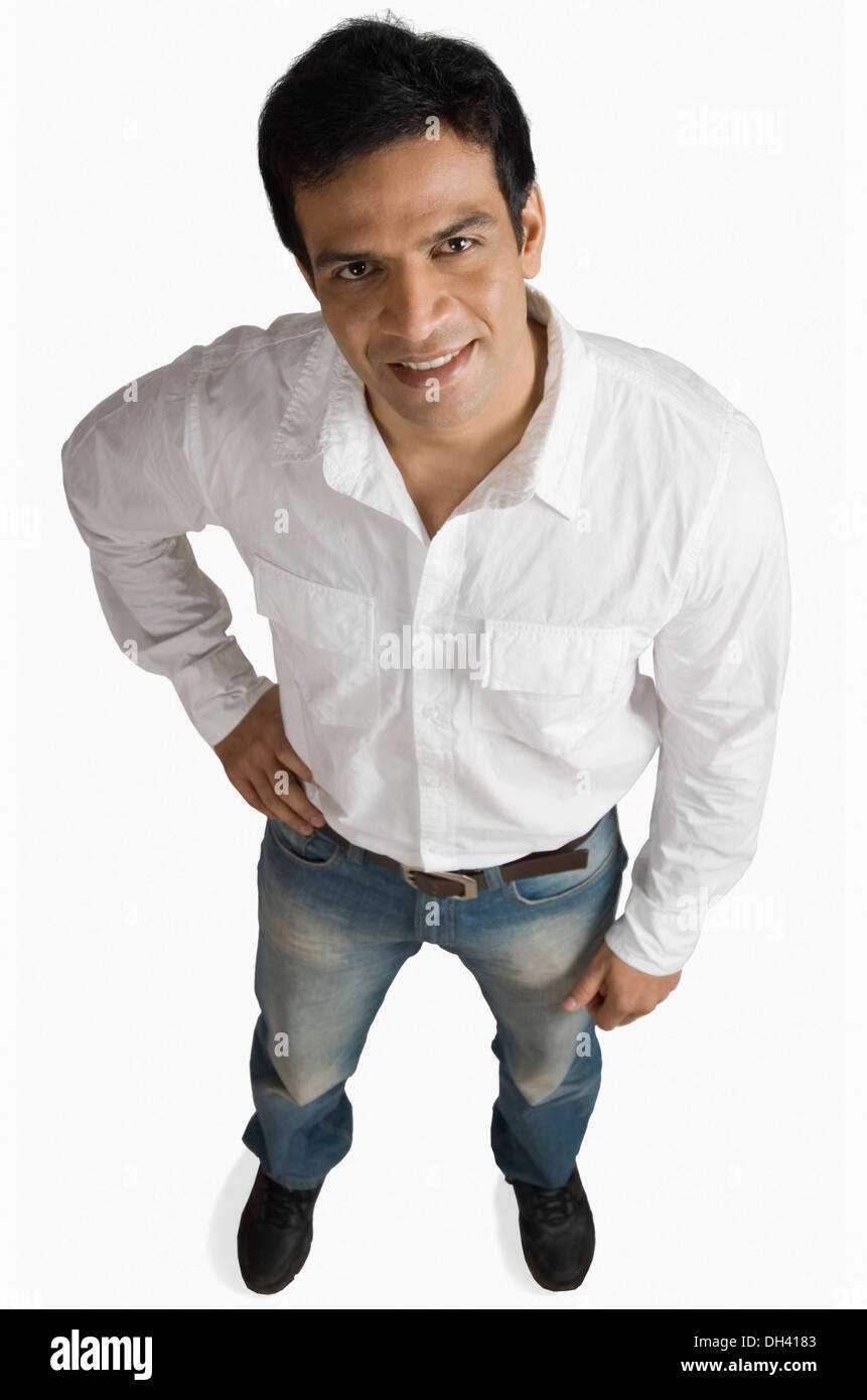 Portrait satisfied young casual man Cut Out Stock Images & Pictures - Alamy