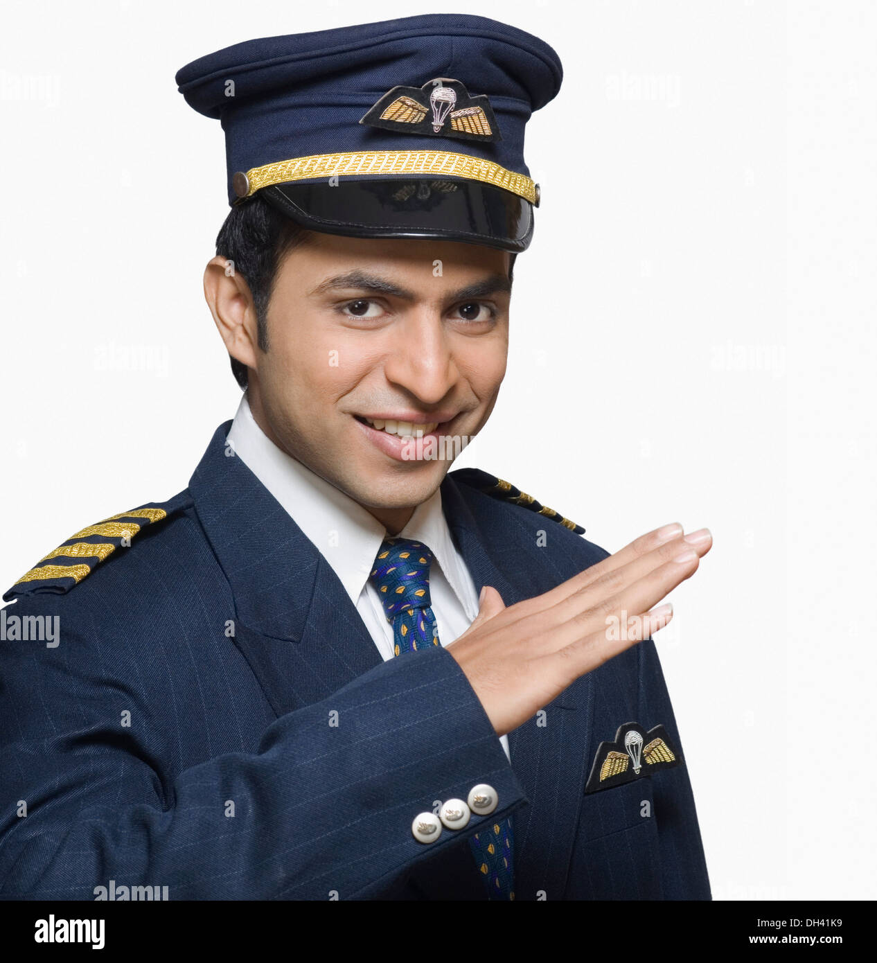 Portrait of a pilot smiling Stock Photo - Alamy