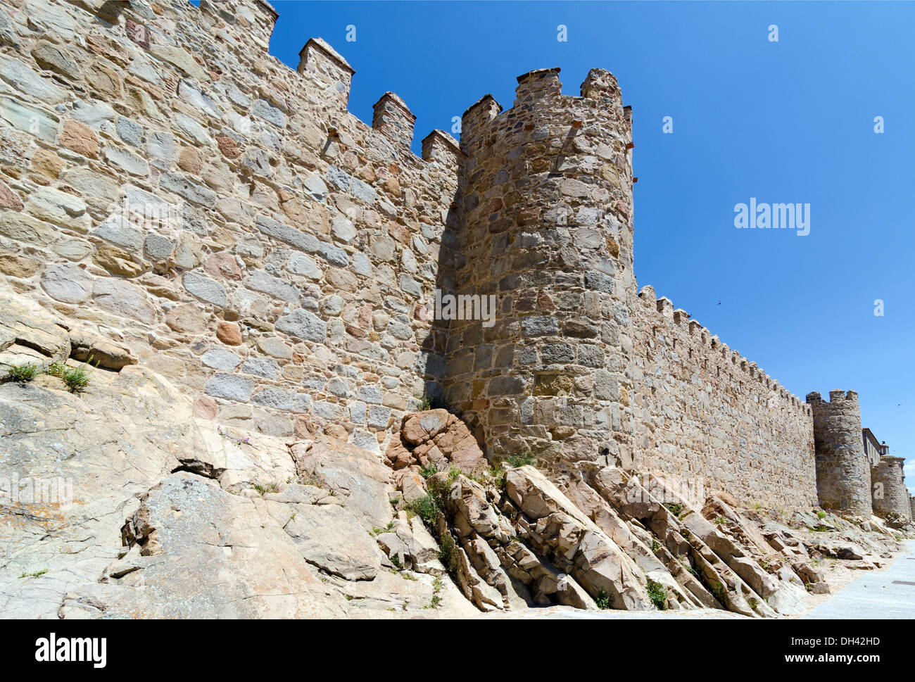 Medieval city walls in Avila, Spain. Considered the best preserved in ...