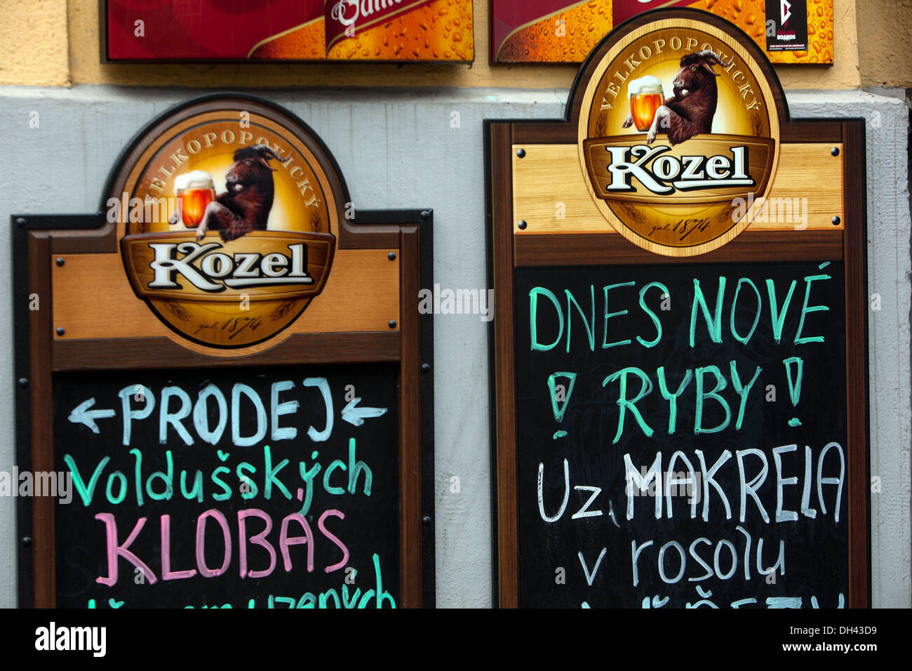 Restaurant street menu board, lunch menu Prague Czech Republic Stock ...