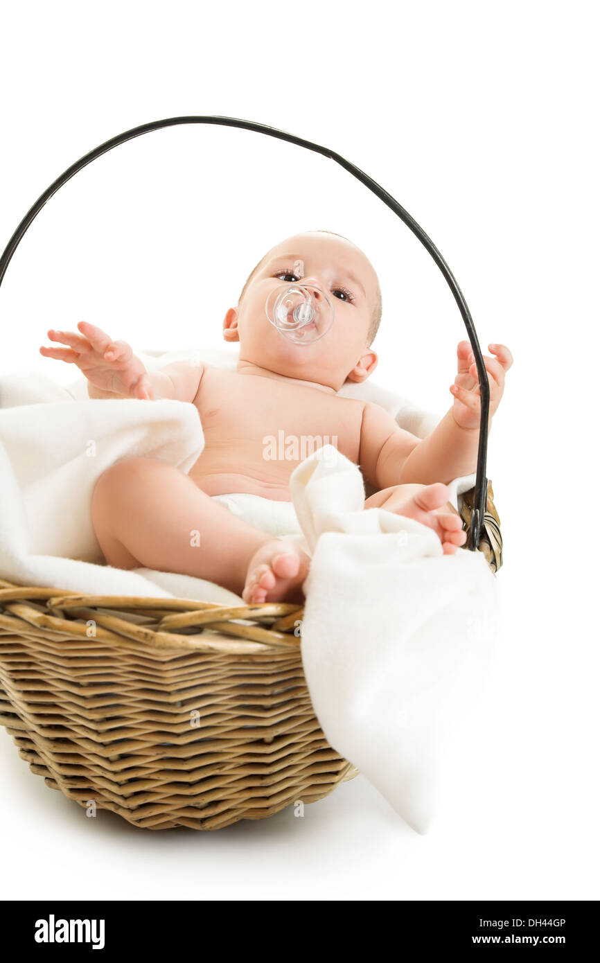 boy in basket Stock Photo - Alamy
