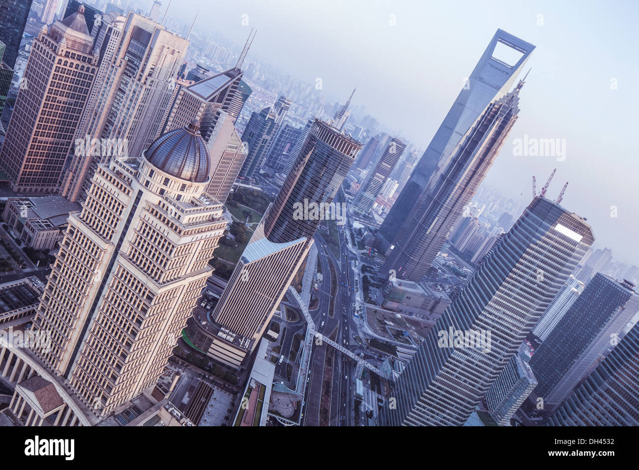 bird view at shanghai china, bund (Pudong) area, urban scene Stock ...