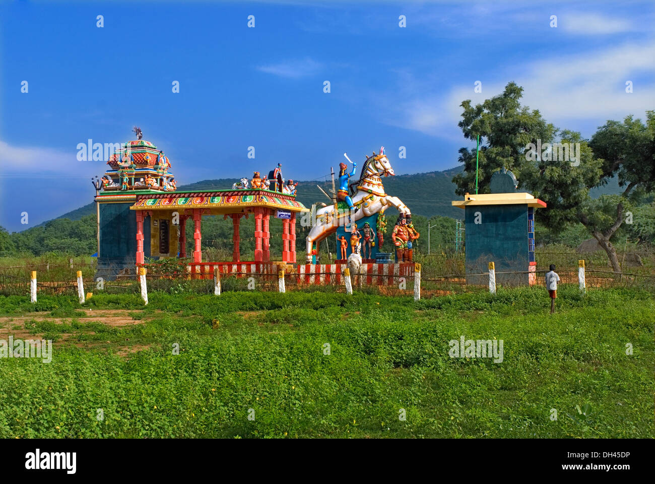 colourful small rural hindu temple at Madurai tamil nadu India Stock Photo - Alamy