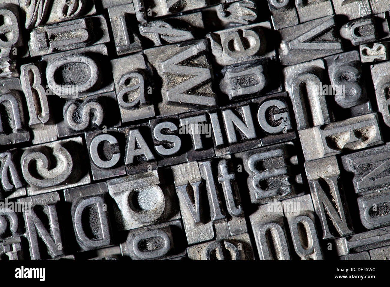 Old lead letters forming the word CASTING Stock Photo - Alamy