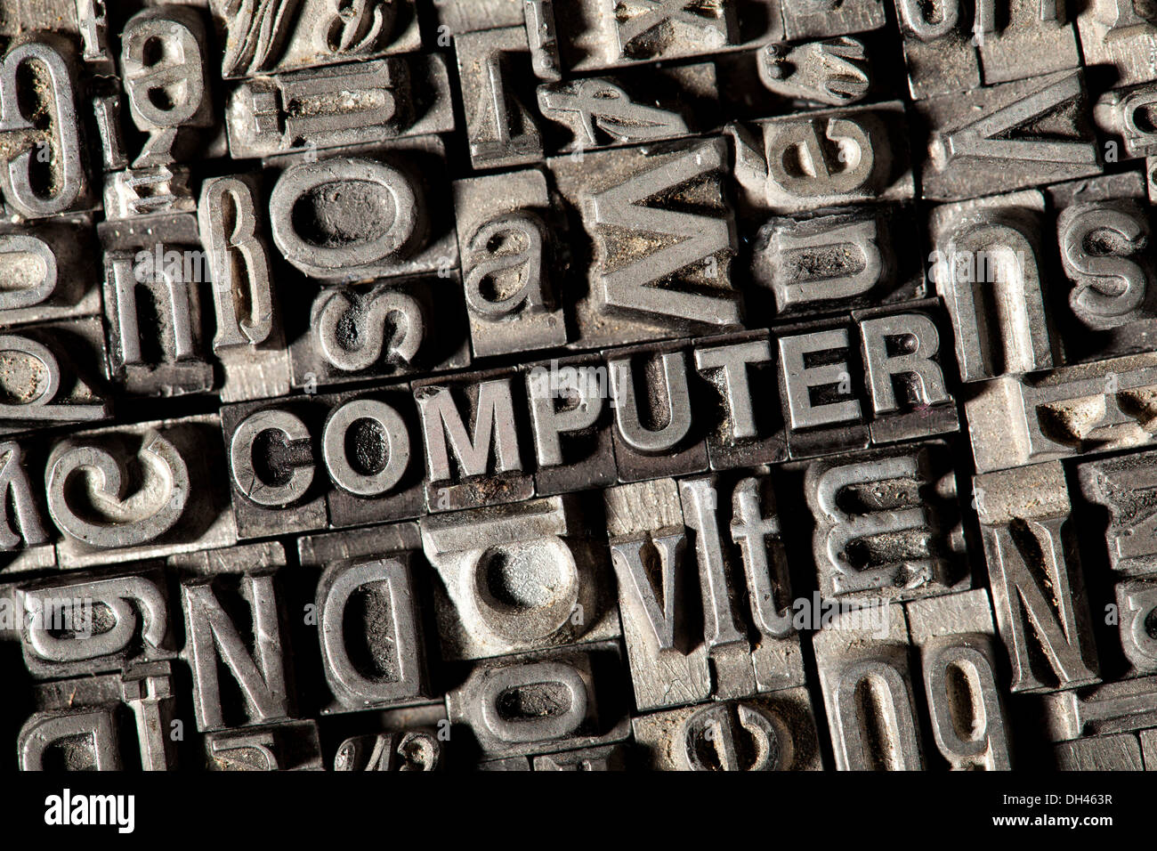 Old lead letters forming the word COMPUTER Stock Photo - Alamy
