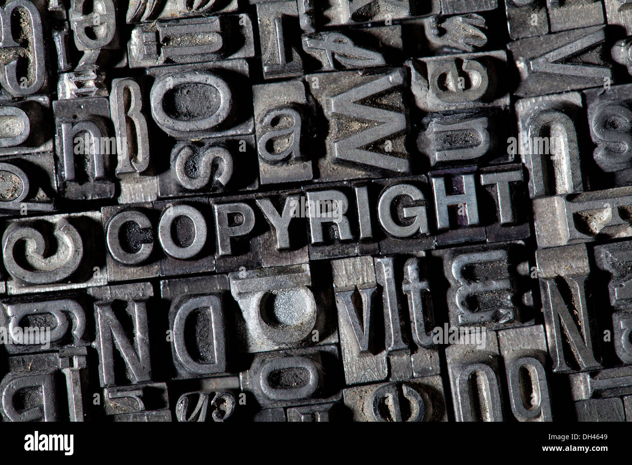 Old lead letters forming the word COPYRIGHT Stock Photo - Alamy