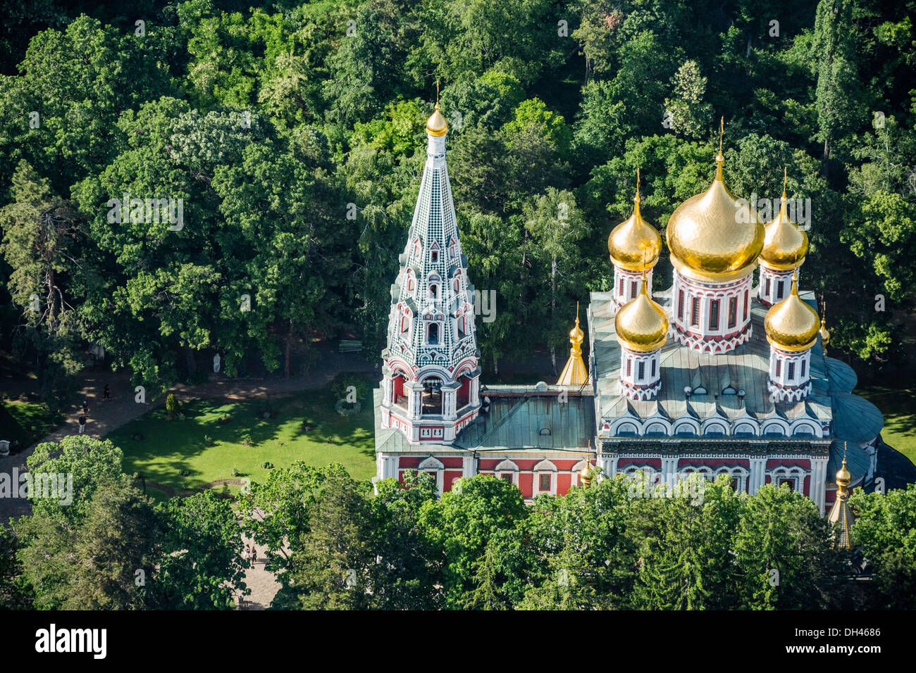 Shipka Memorial Church - a Bulgarian Orthodox church, aerial view Stock ...