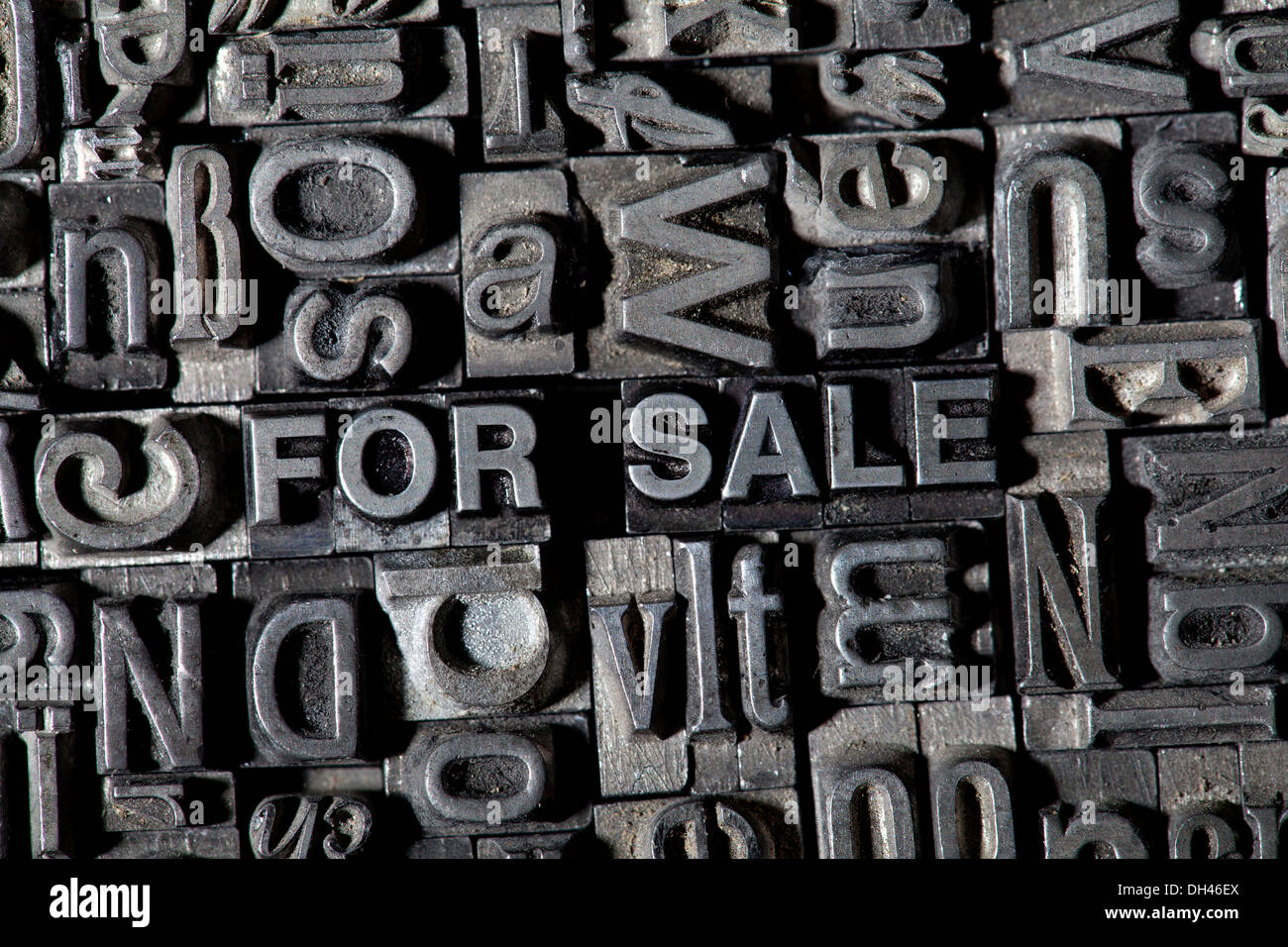 Old lead letters forming the term FOR SALE Stock Photo - Alamy