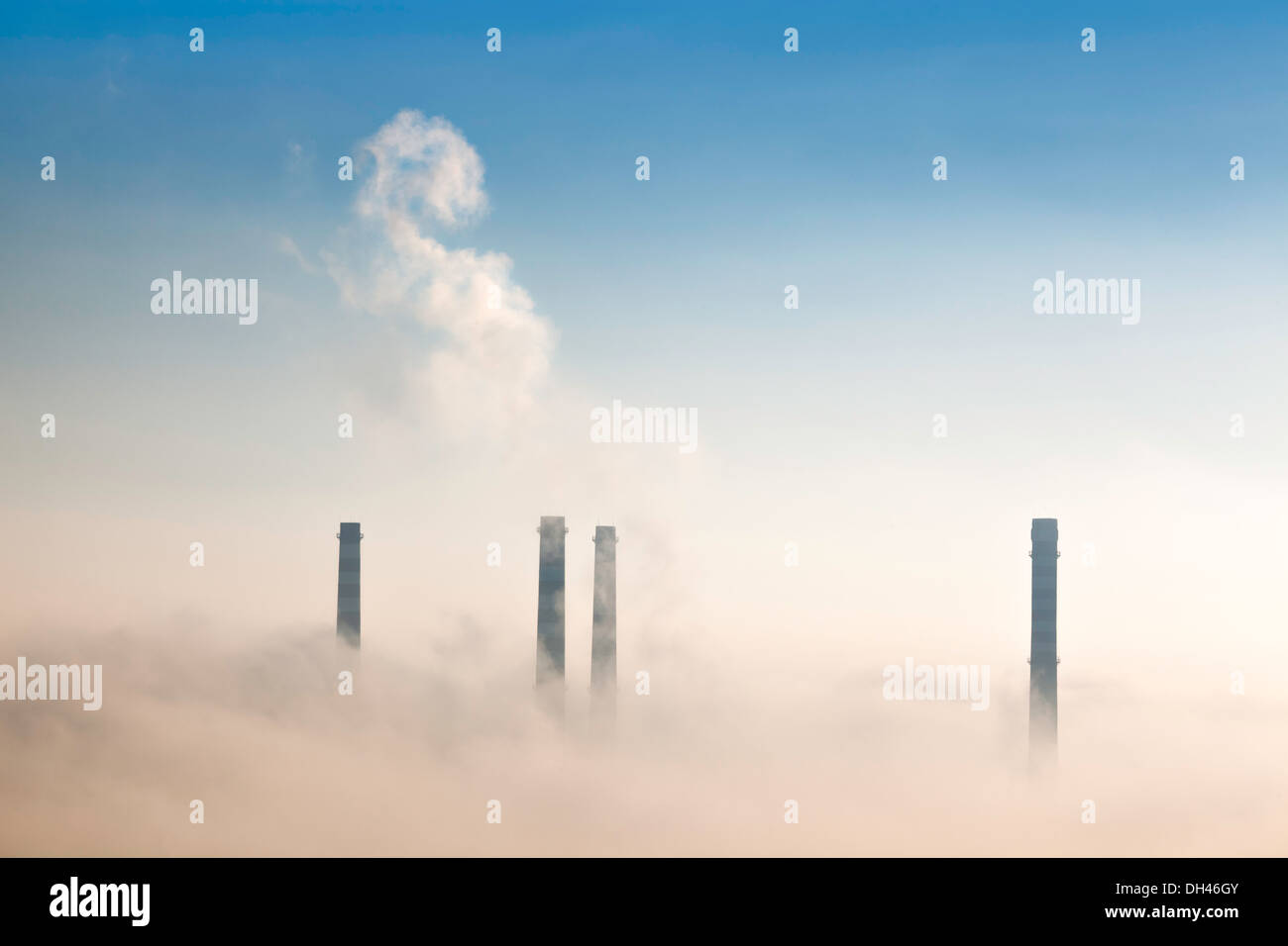 smoke stacks in industrial area Stock Photo - Alamy