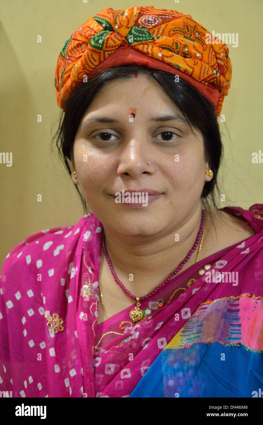 Woman wearing turban Jodhpur Rajasthan India Asia MR#784 Stock Photo ...
