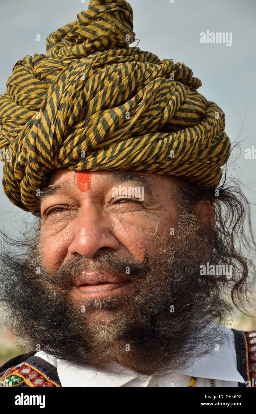 indian man beard turban Jodhpur Rajasthan India Asia MR#704 Stock Photo ...