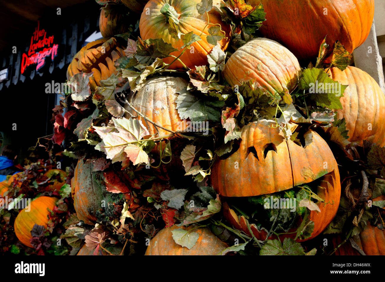 London, England, UK. Halloween pumpkins outside the London Dungeon on ...