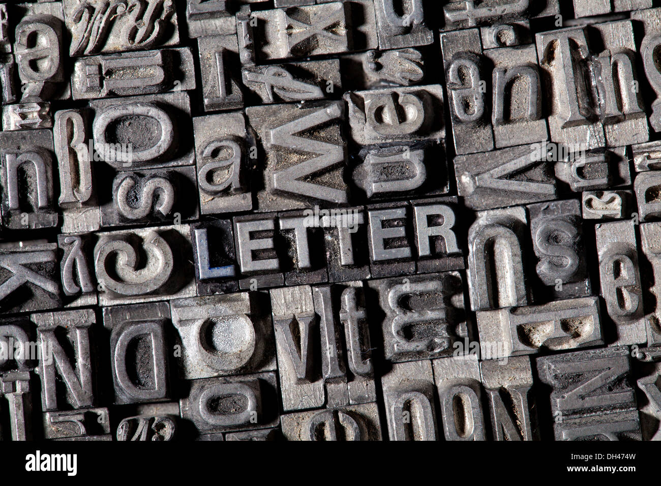 Old lead letters forming the word "LETTER" Stock Photo - Alamy