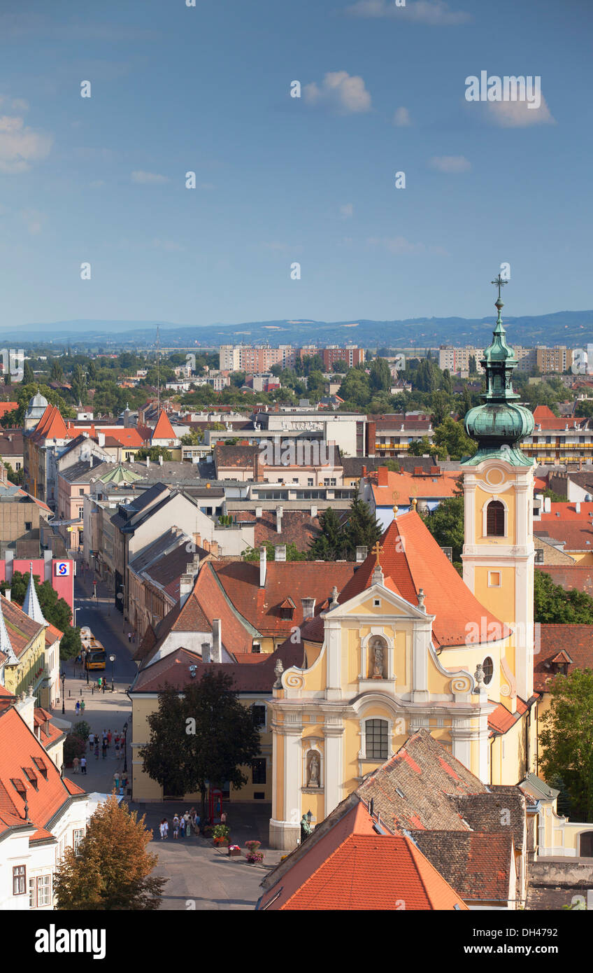 View of Carmelite Church and city skyline, Gyor, Western Transdanubia ...