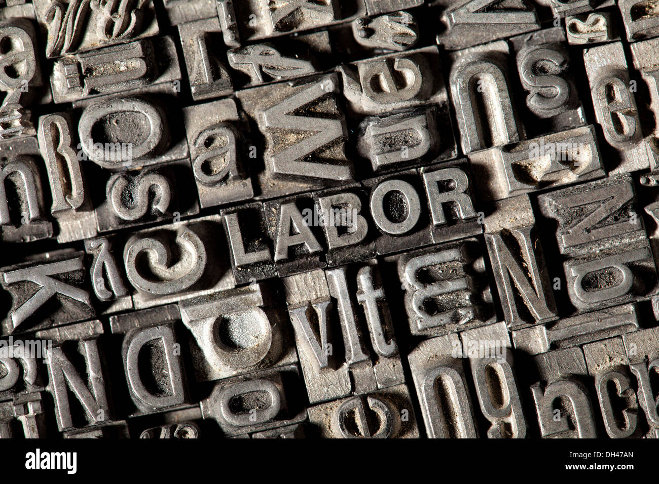 Old lead letters forming the word "LABOR", German for "laboratory Stock ...