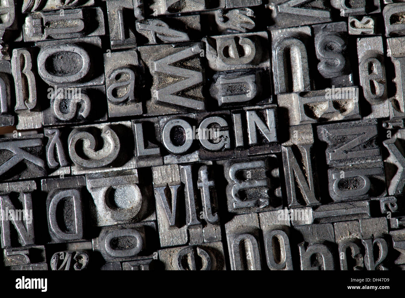 Old lead letters forming the word "LOGIN Stock Photo - Alamy