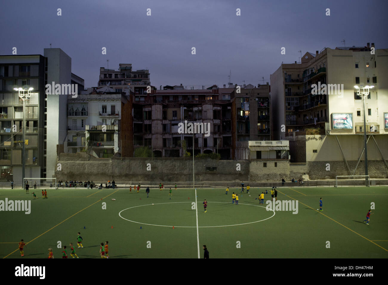 Football field in Barcelona city Stock Photo - Alamy