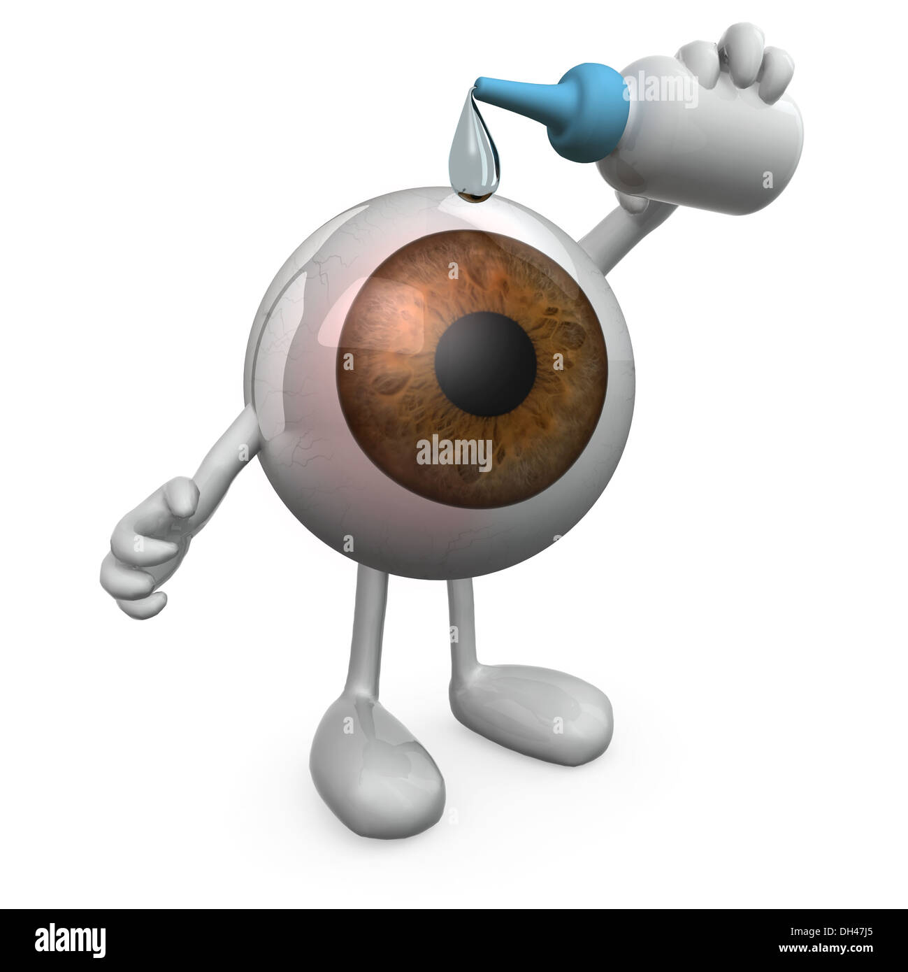 big eye with legs and arms that you put eye drops, 3d illustration ...