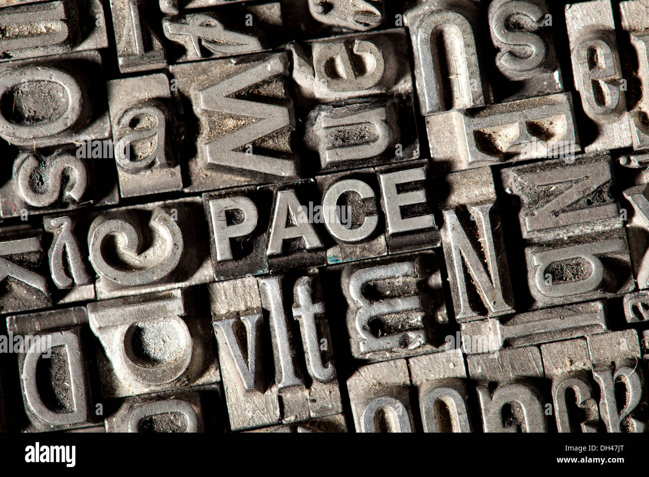 Old lead letters forming the word PACE Stock Photo - Alamy