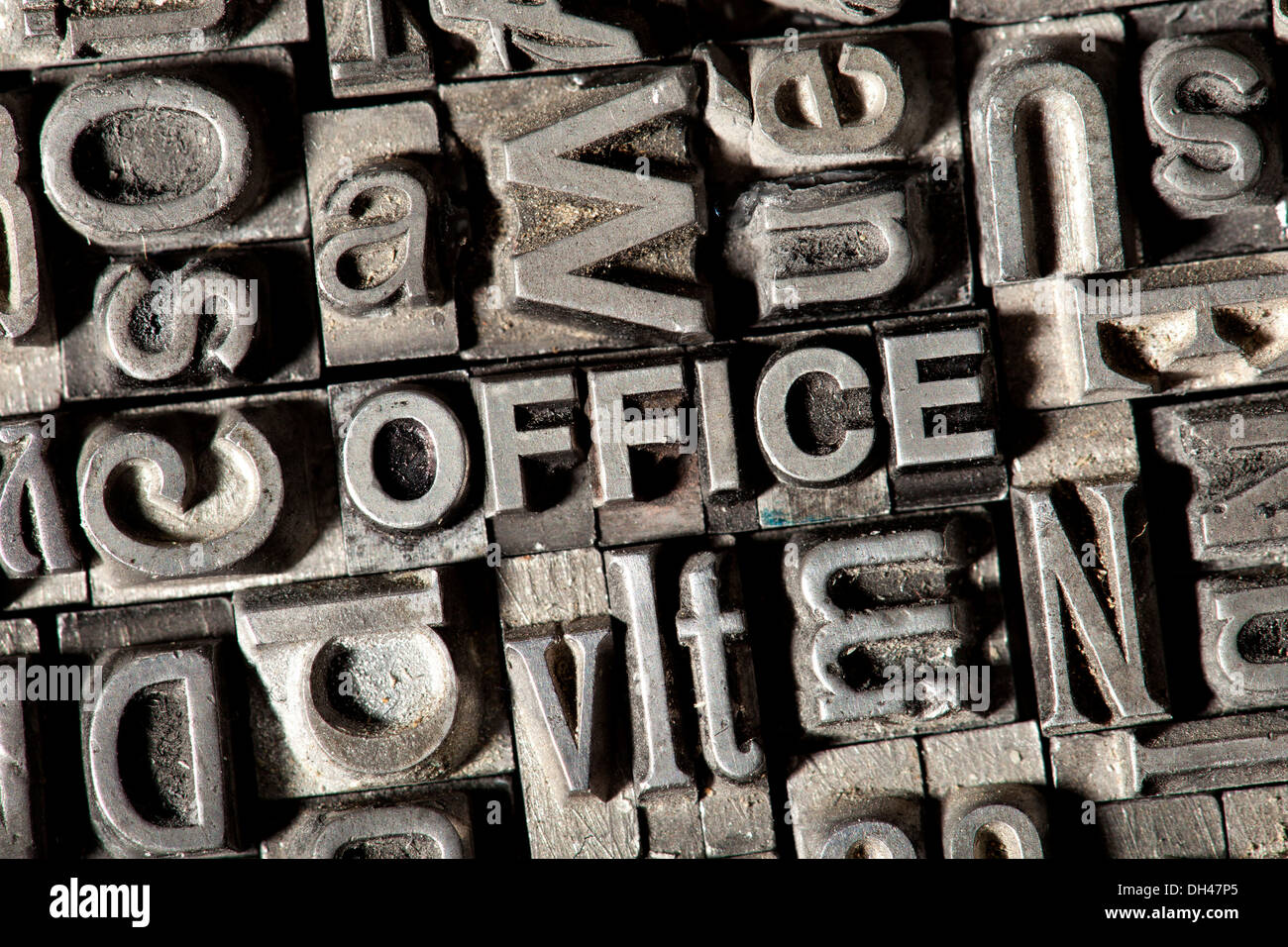 Old lead letters forming the word OFFICE Stock Photo - Alamy