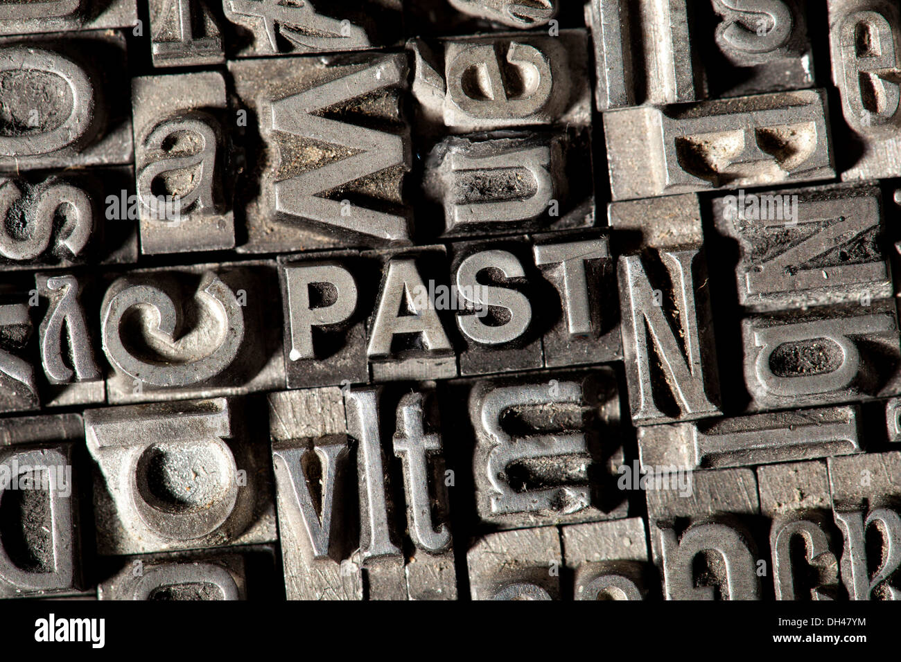 Old lead letters forming the word "PAST" Stock Photo - Alamy