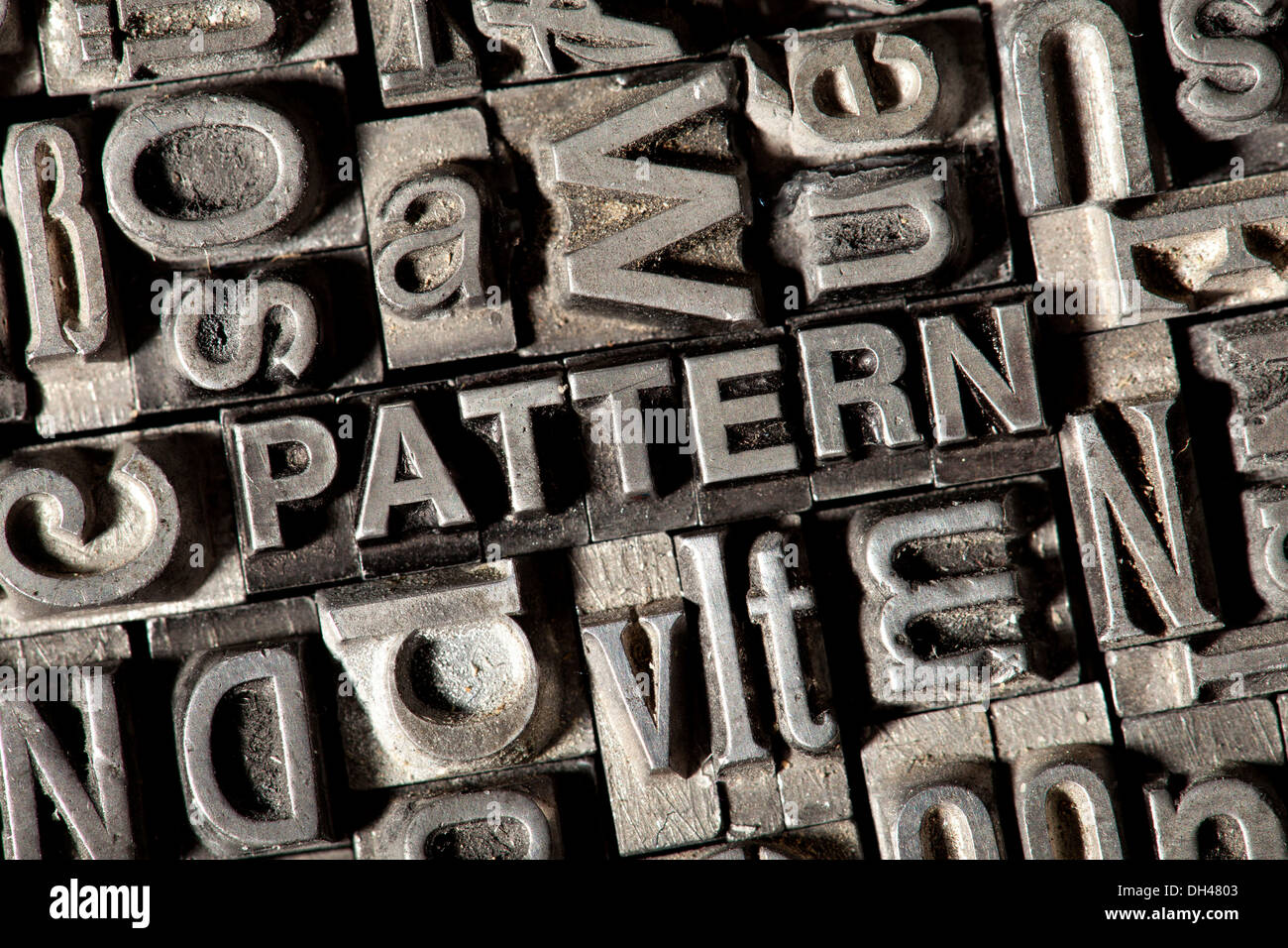 Old lead letters forming the word "PATTERN" Stock Photo - Alamy
