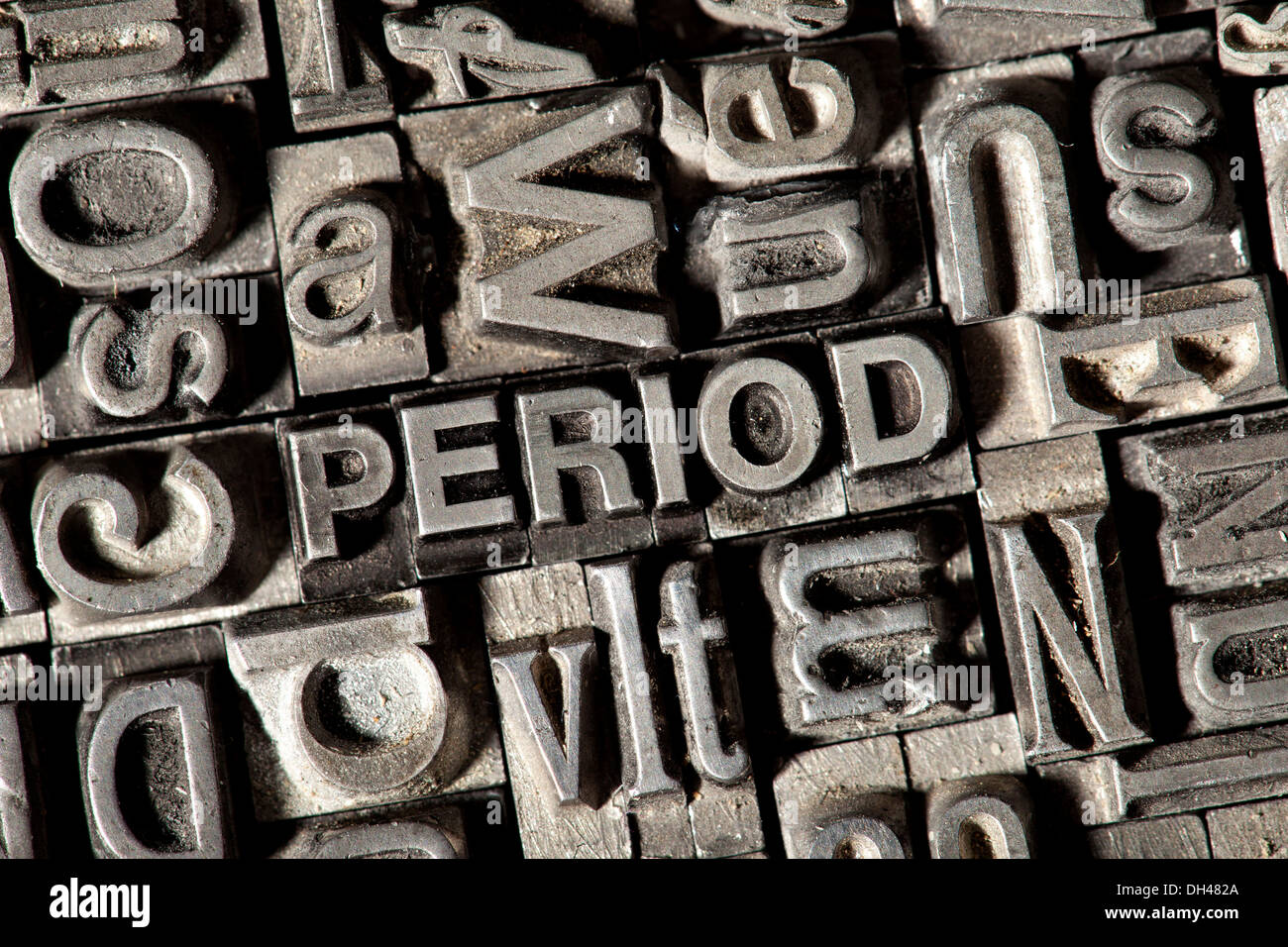 Old lead letters forming the word "PERIOD Stock Photo - Alamy