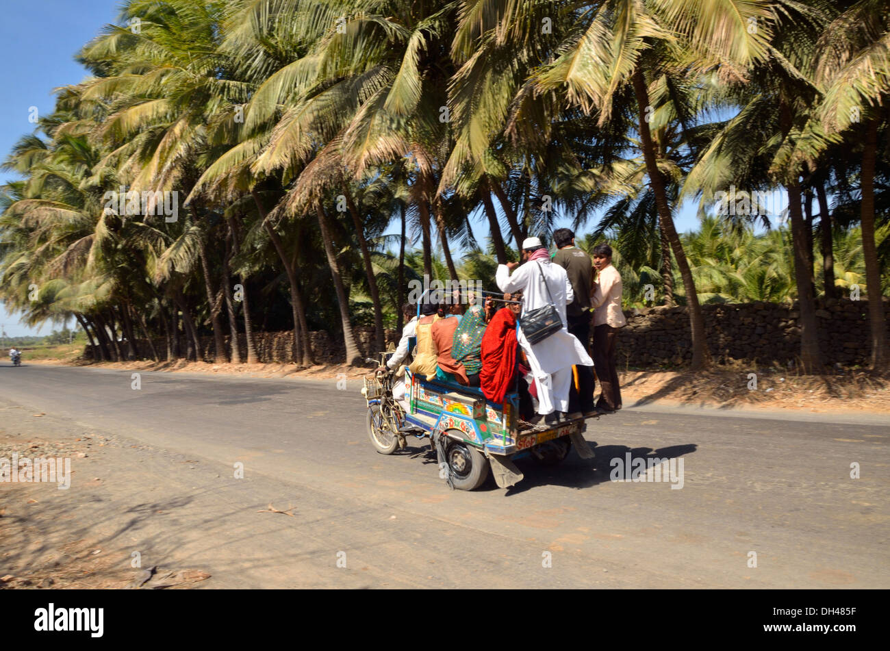 Men crowded on auto rickshaw Porbandar Gujrat India Asia Stock Photo ...