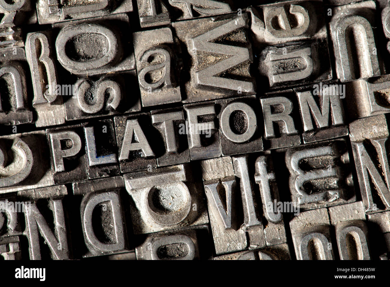 Old lead letters forming the word "PLATFORM Stock Photo - Alamy