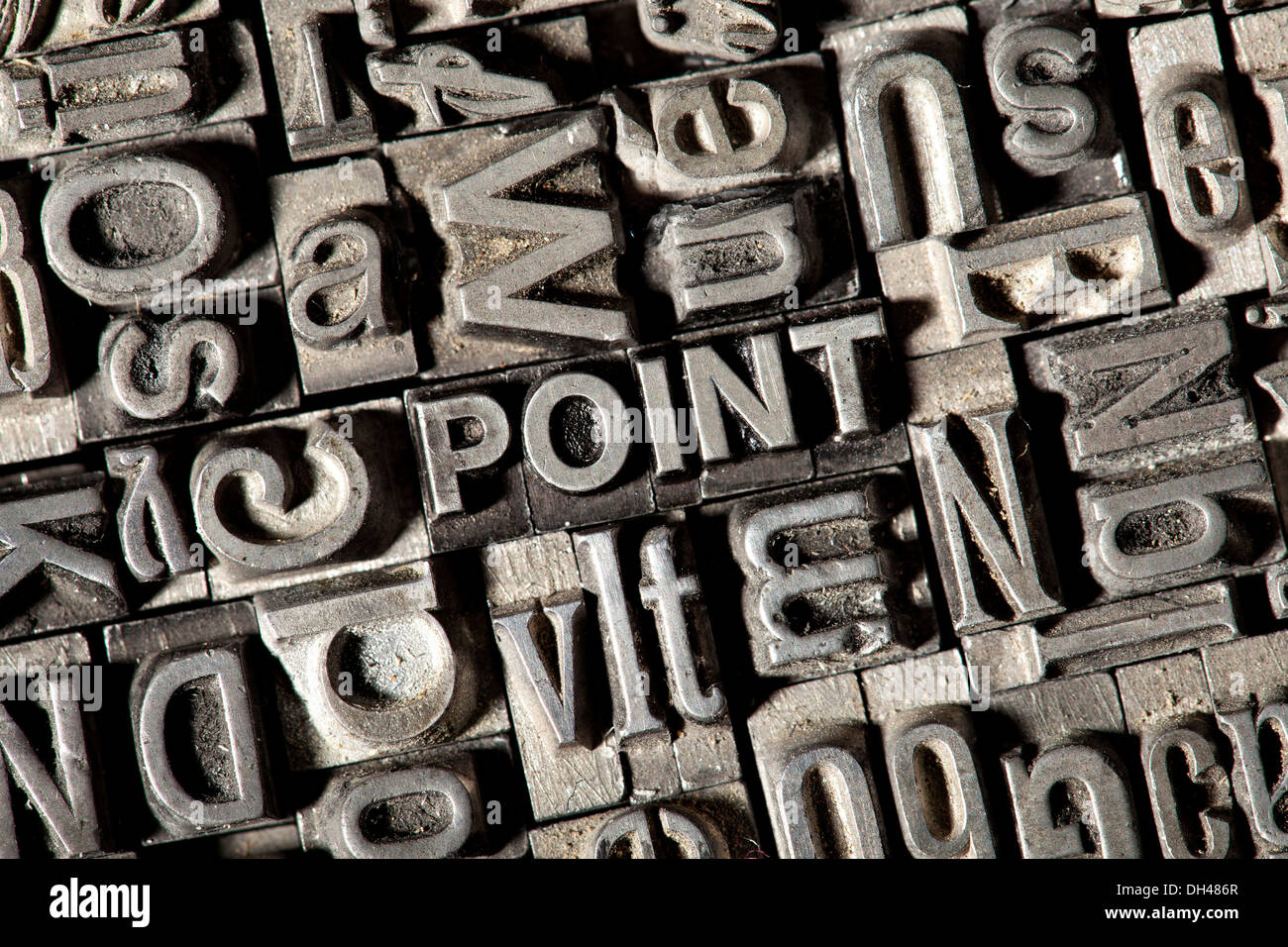 Old lead letters forming the word "POINT Stock Photo - Alamy