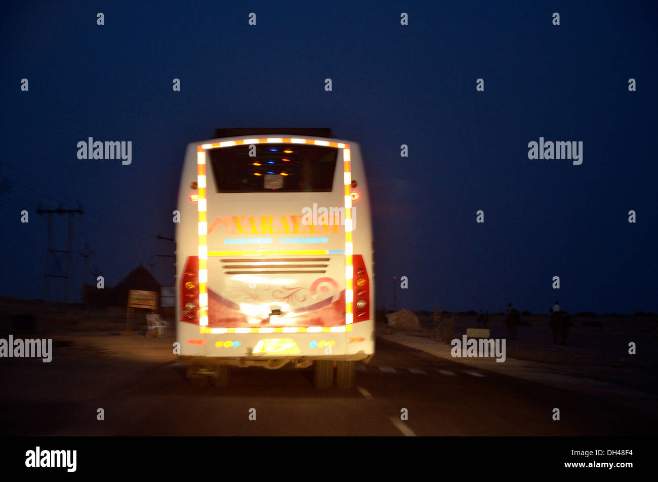 rear of bus running on road Rajasthan India Asia Stock Photo - Alamy