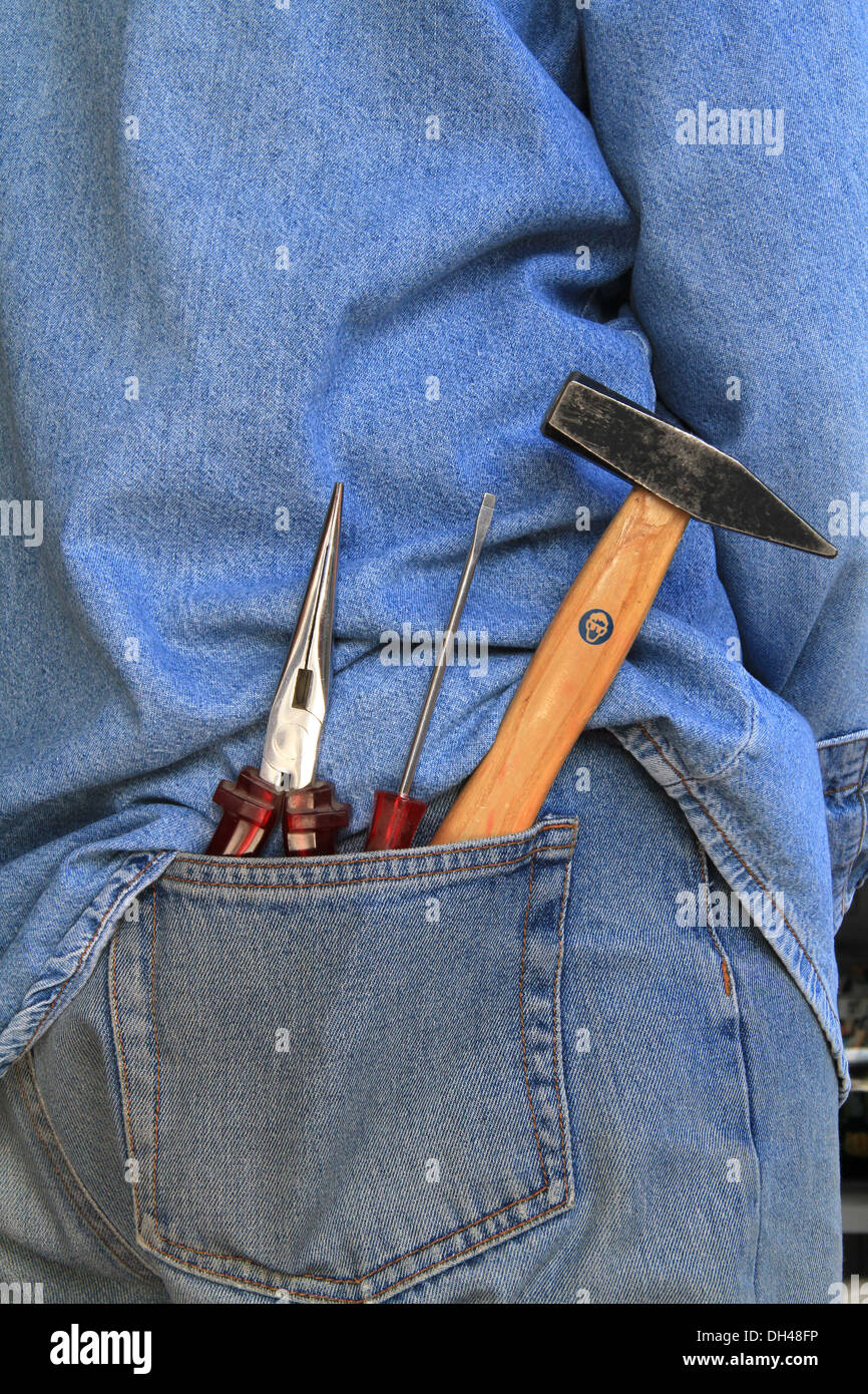 Tools inside the pocket of a worker Stock Photo - Alamy