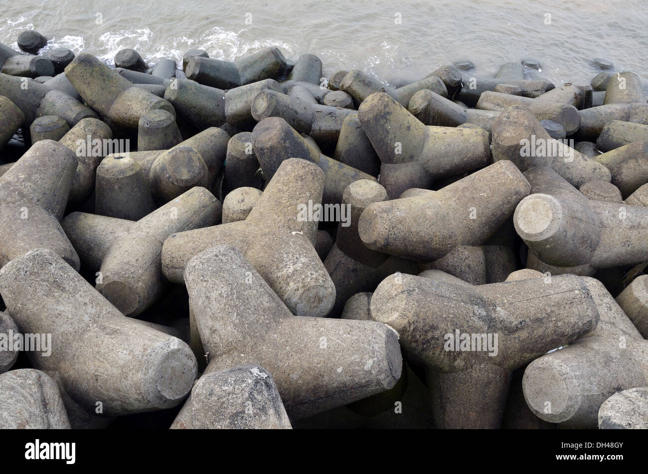 Tetrapods on sea beach of Marine Drive Mumbai Maharashtra India Stock ...