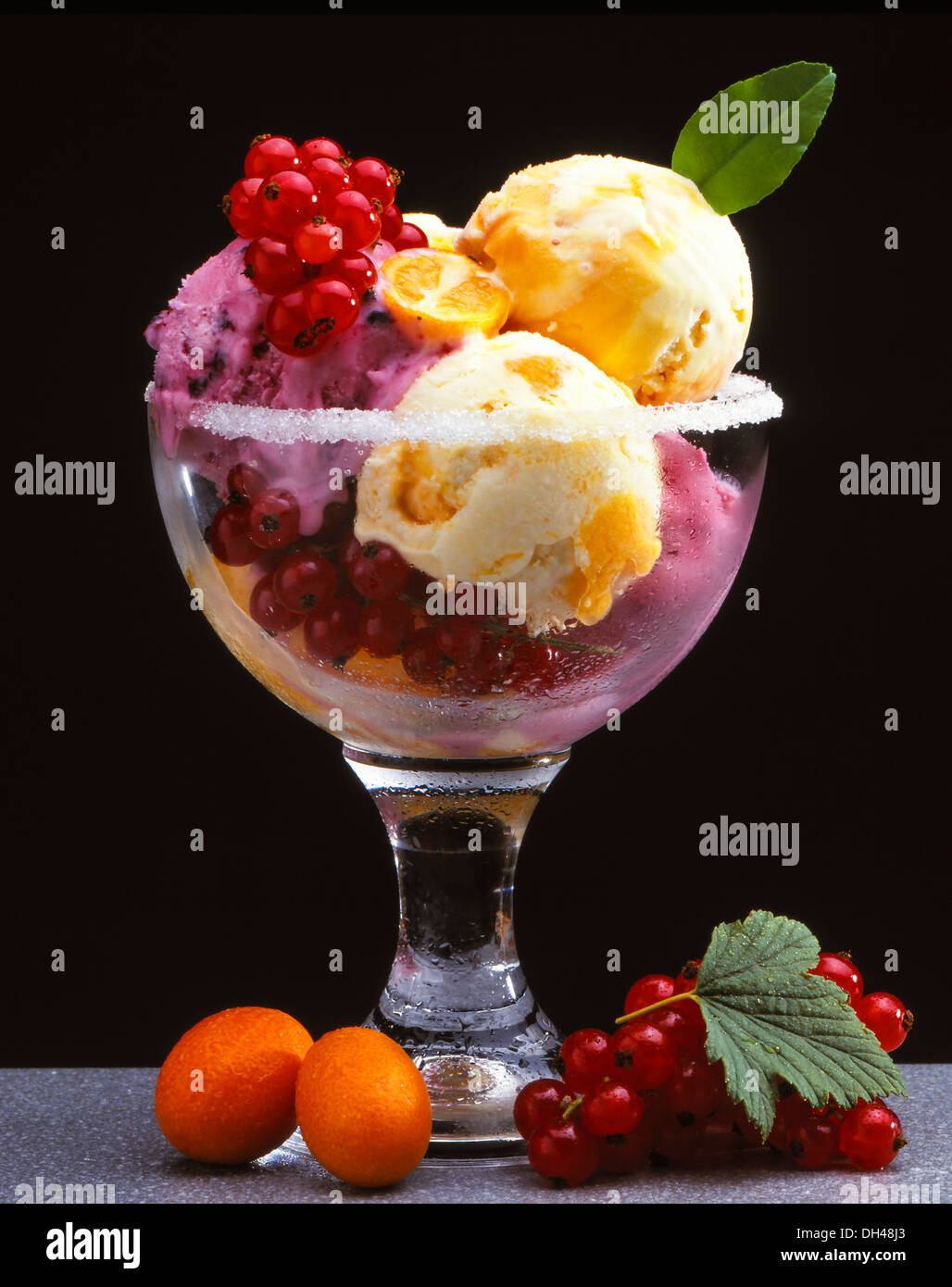 A cup with fruit ice cream Stock Photo - Alamy