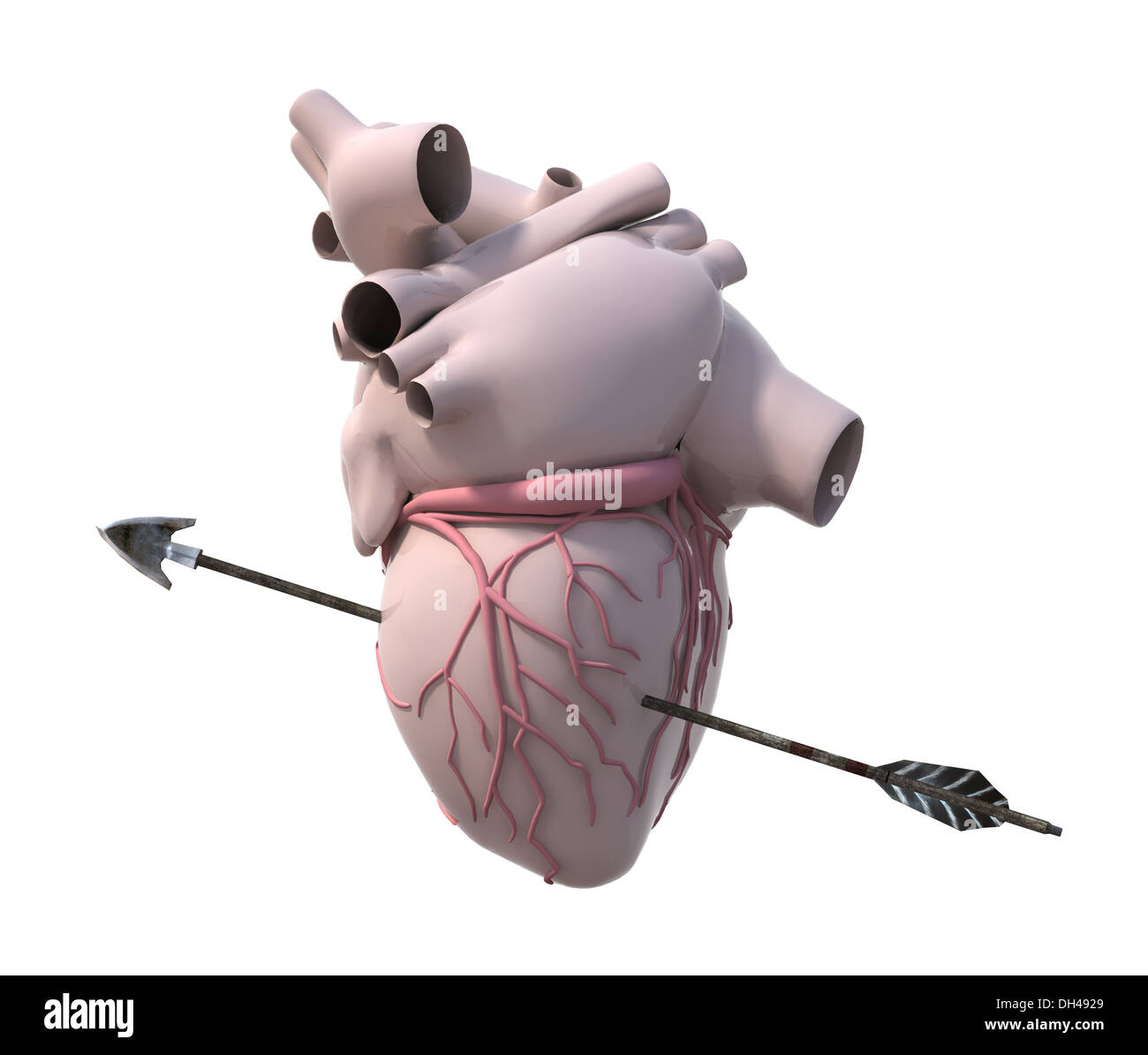 human heart with the arrow stuck inside Stock Photo - Alamy