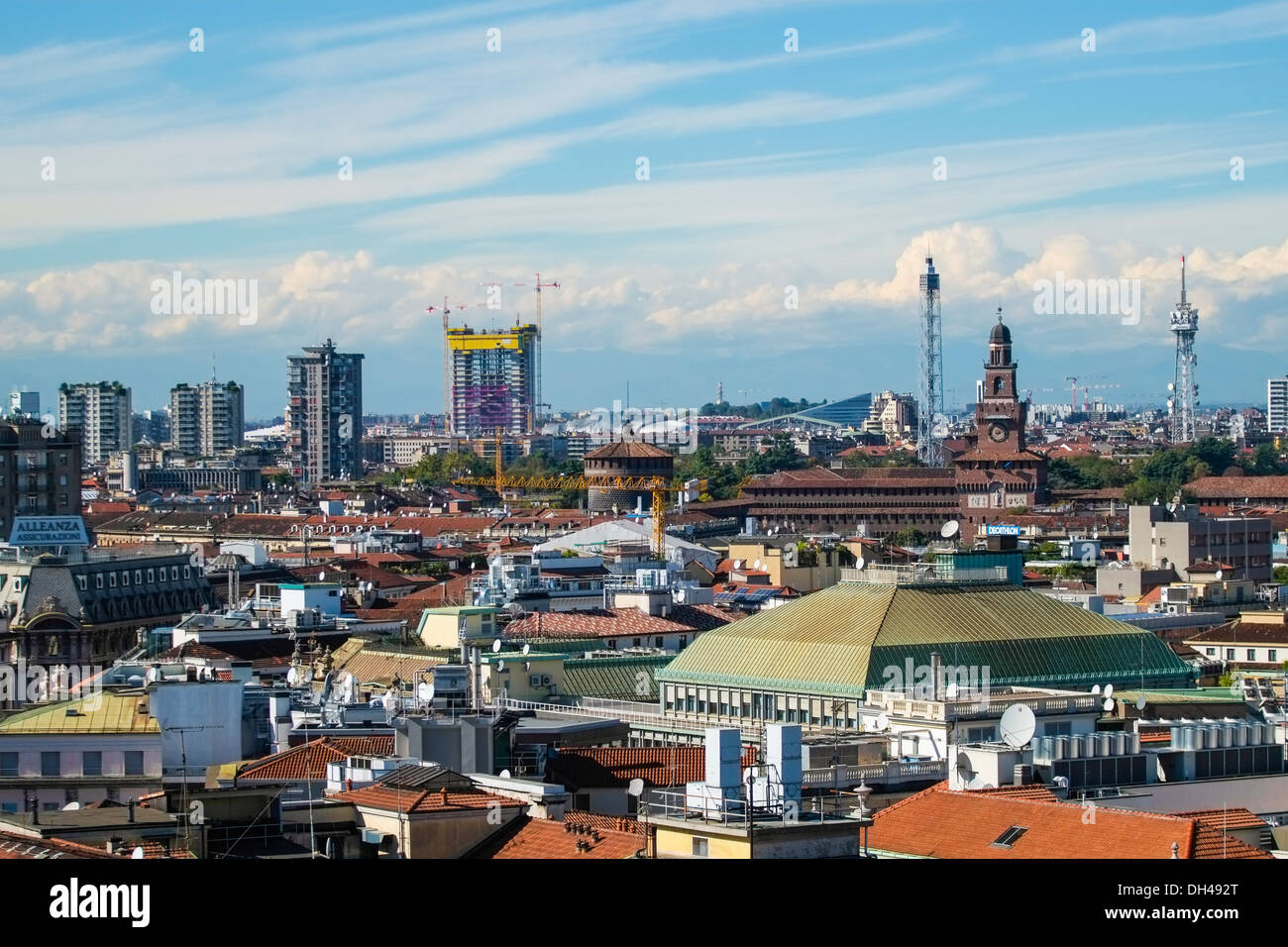 Aerial view of downtown Milan Stock Photo - Alamy