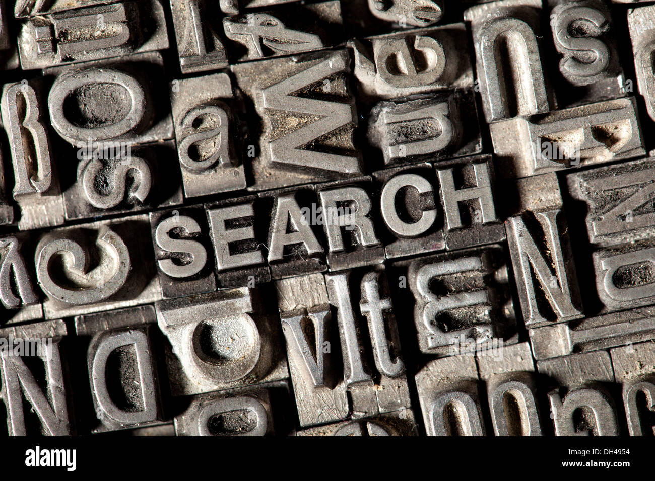 Old lead letters forming the word SEARCH Stock Photo - Alamy