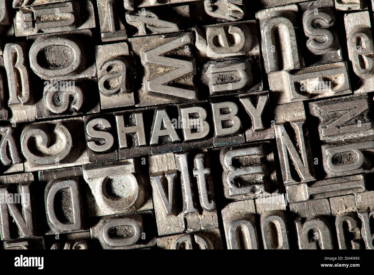 Old lead letters forming the word SHABBY Stock Photo - Alamy