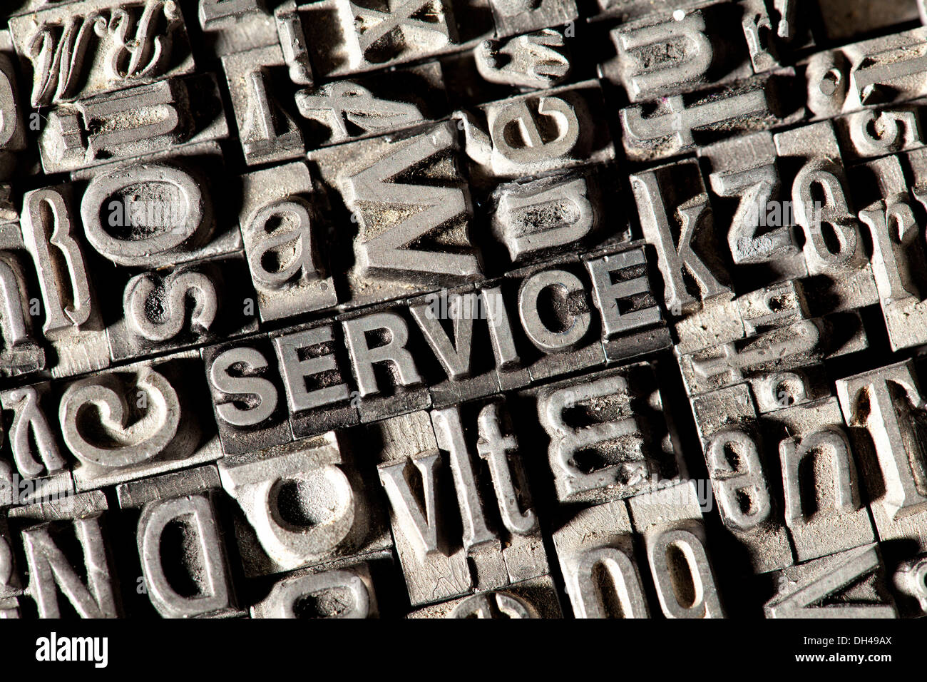 Old lead letters forming the word SERVICE Stock Photo - Alamy