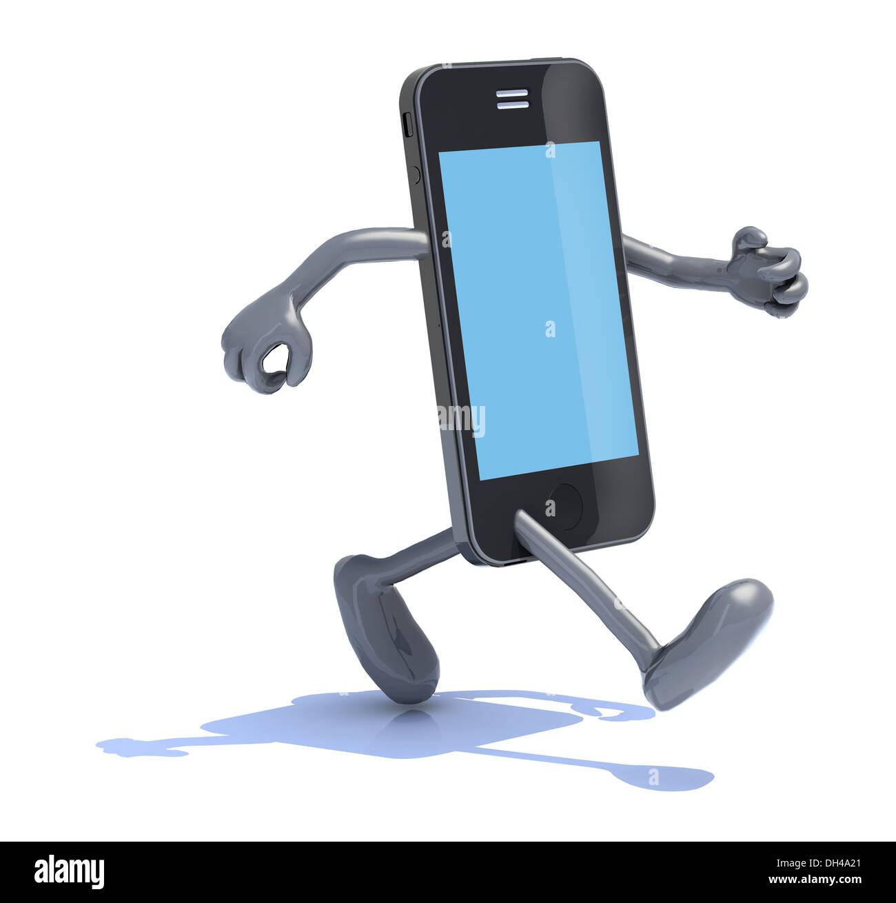 smart phone with arms and legs that runs, 3d illustration Stock Photo ...