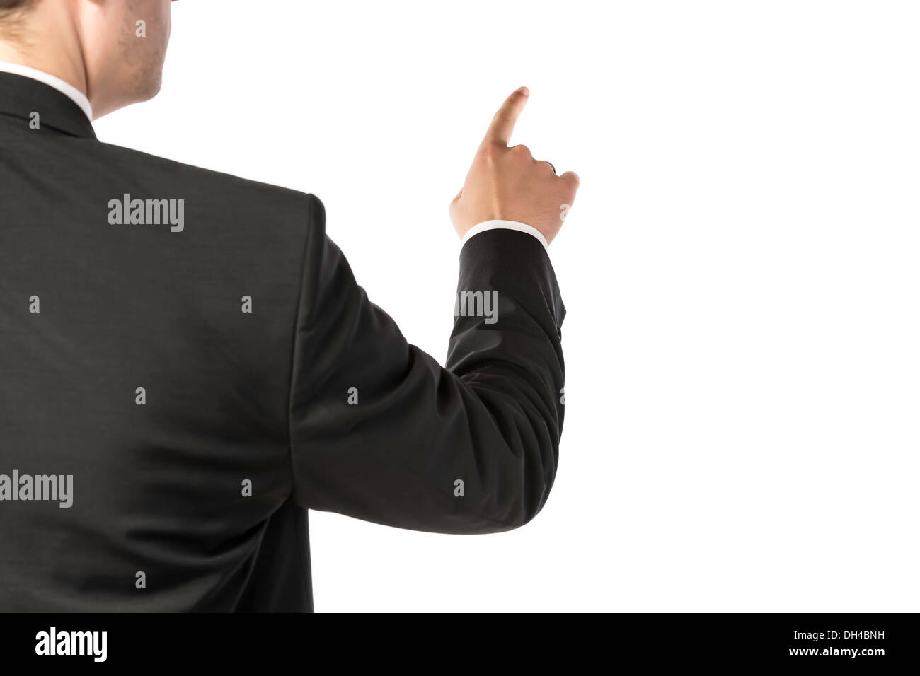 Back of a businessman pointing with his finger Stock Photo - Alamy