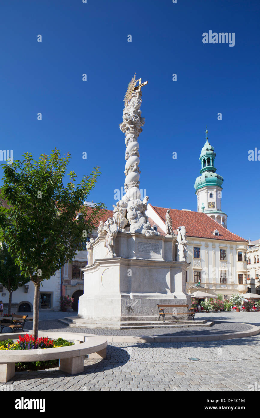 Firewatch Tower and Trinity Column in Main Square, Sopron, Western ...