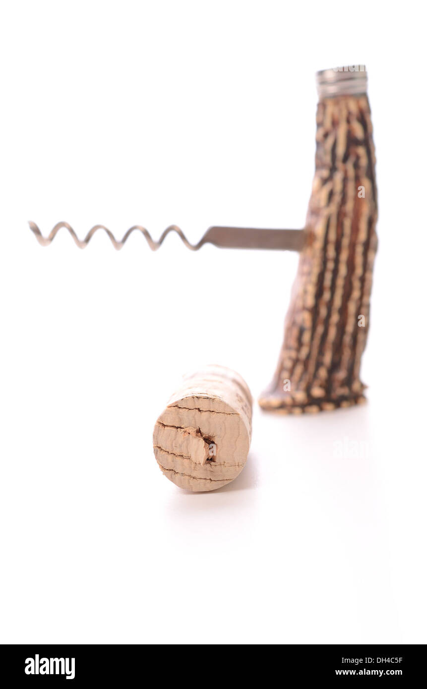 Cork screw on a white background Stock Photo - Alamy