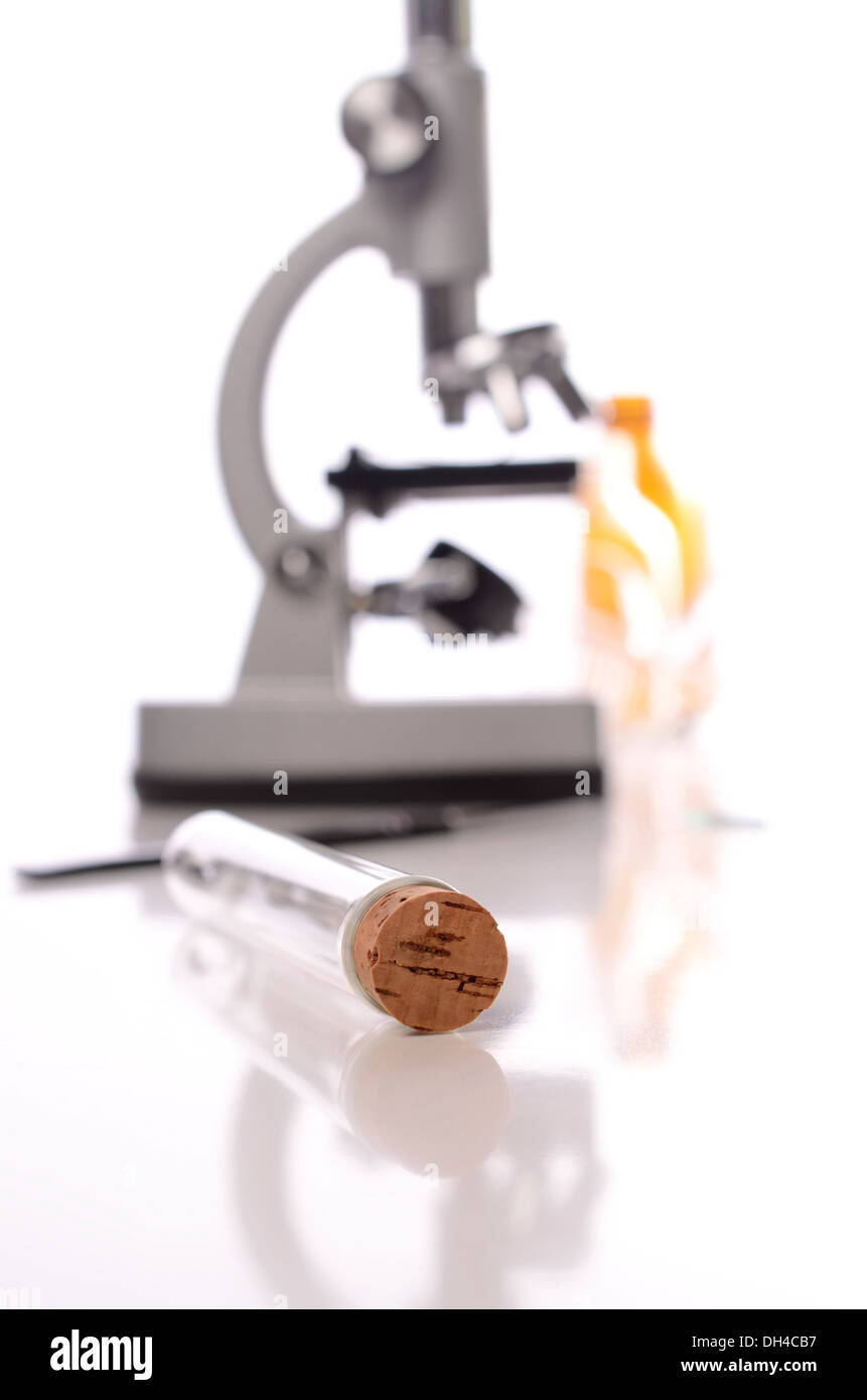 Microscope with laboratory equipment Stock Photo - Alamy