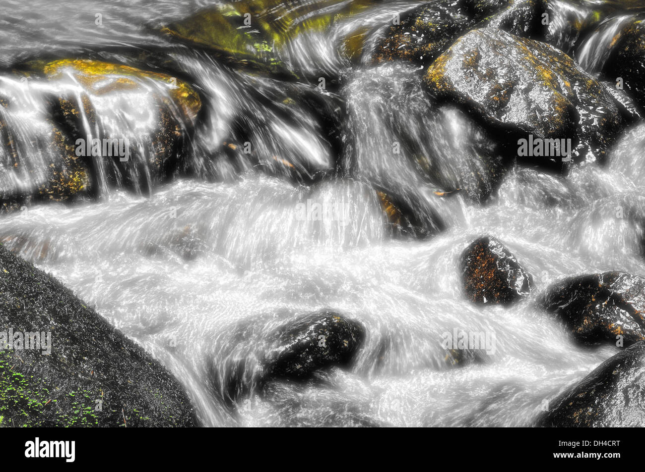 Mossig and the water mist at the waterfall Stock Photo - Alamy