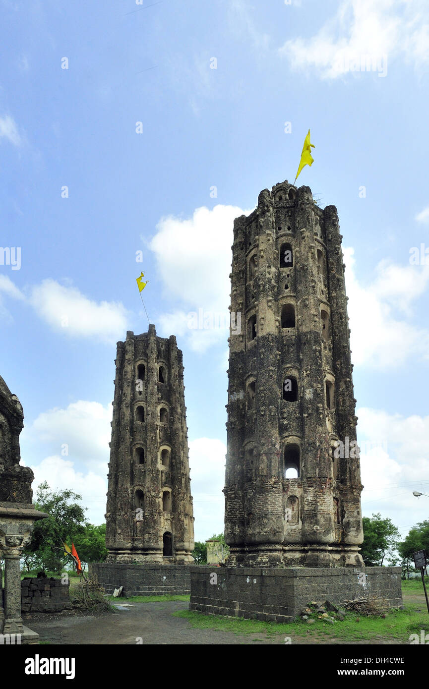 Khandoba temple and lamp towers dipmala at beed maharashtra india Asia ...