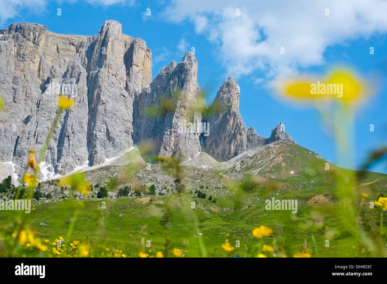 Sella mountain range from Sella pass, Dolomites, Italy Stock Photo - Alamy
